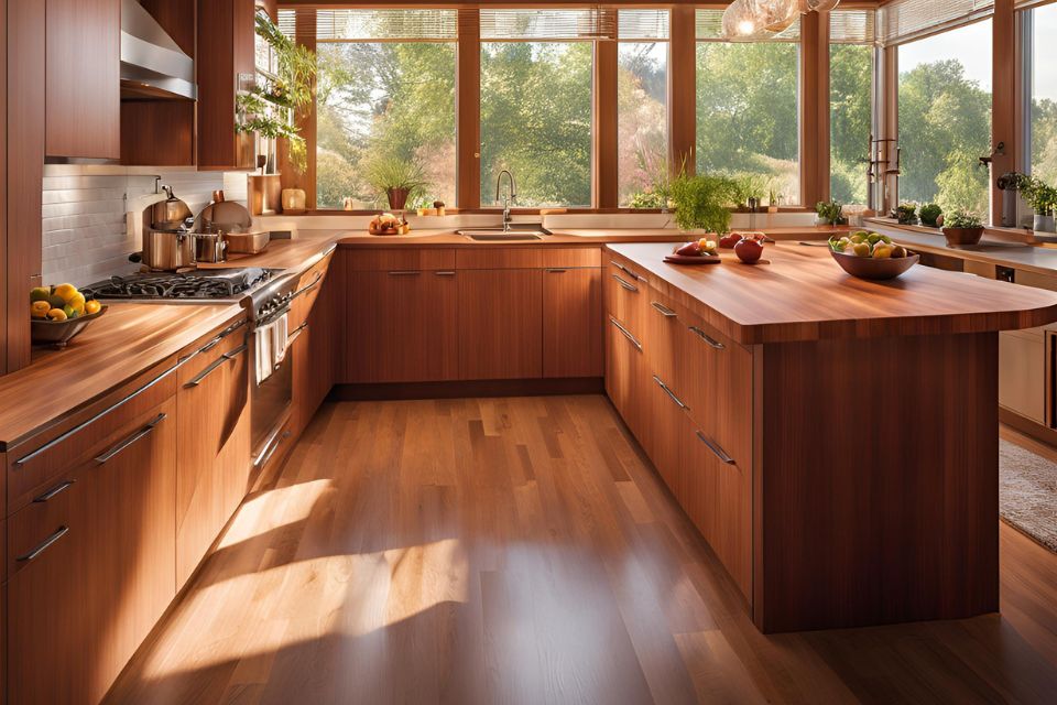 Custom Cherry Wood Plank Countertops - Southwest Kitchen